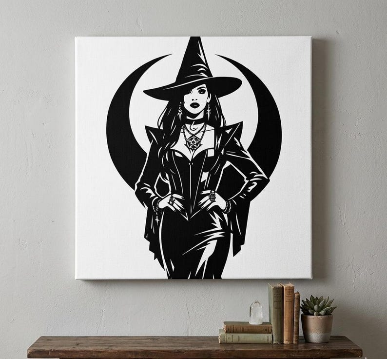 Gothic Witch Moon SVG PNG | Dark Academia Halloween Clipart (instant ...