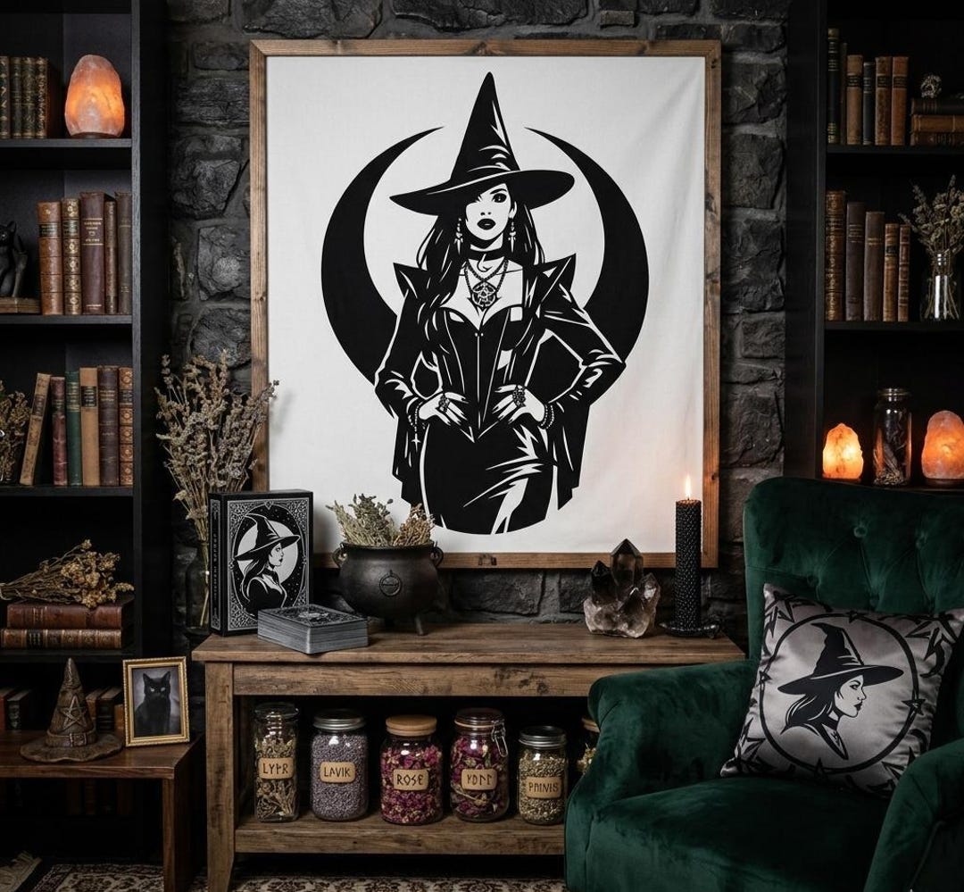 Gothic Witch Moon SVG PNG | Dark Academia Halloween Clipart (instant ...