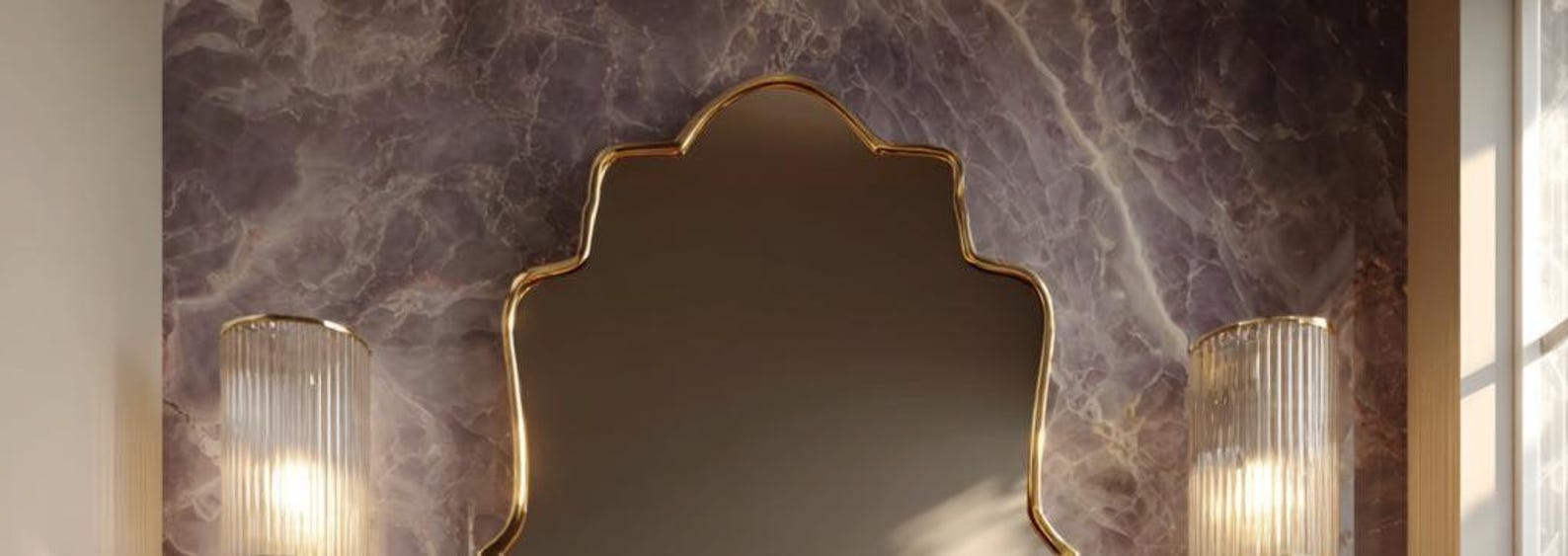Paramount Regency Scallop Brass Mirror - Hourglass Architectural Wall ...