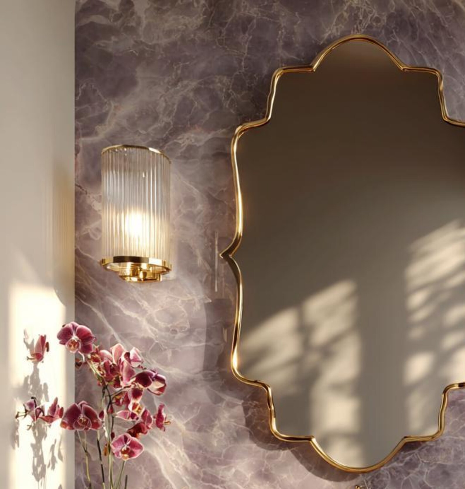 Paramount Regency Scallop Brass Mirror - Hourglass Architectural Wall ...