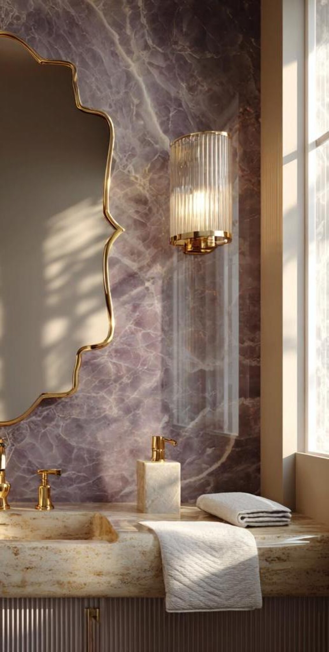 Paramount Regency Scallop Brass Mirror - Hourglass Architectural Wall ...