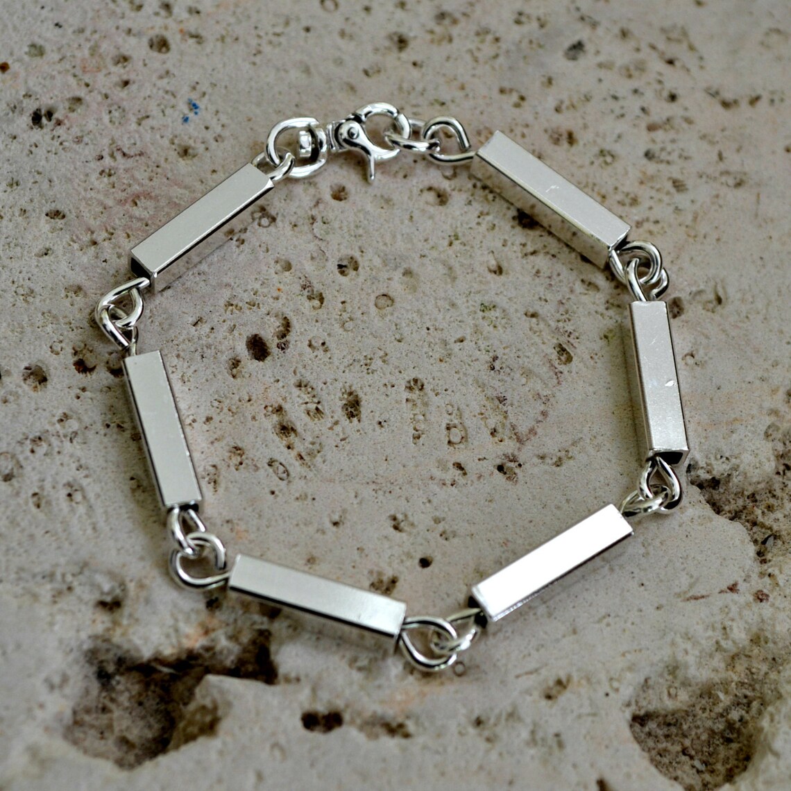 Sterling Silver Square Link Bracelet. Made to Size. “silver Linings” - Etsy