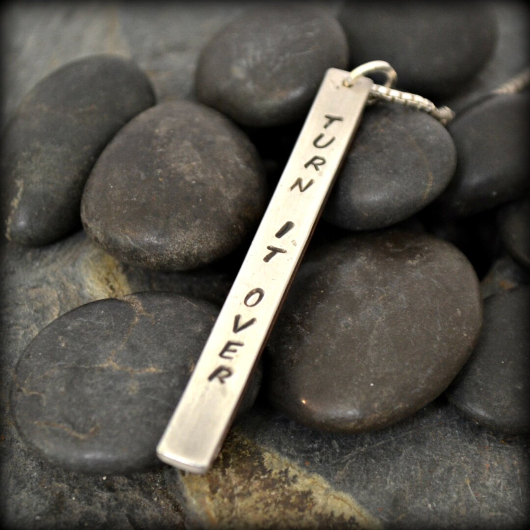 Sterling Silver Pendant - "turn It Over" Hand Stamped - Two Sided - Etsy