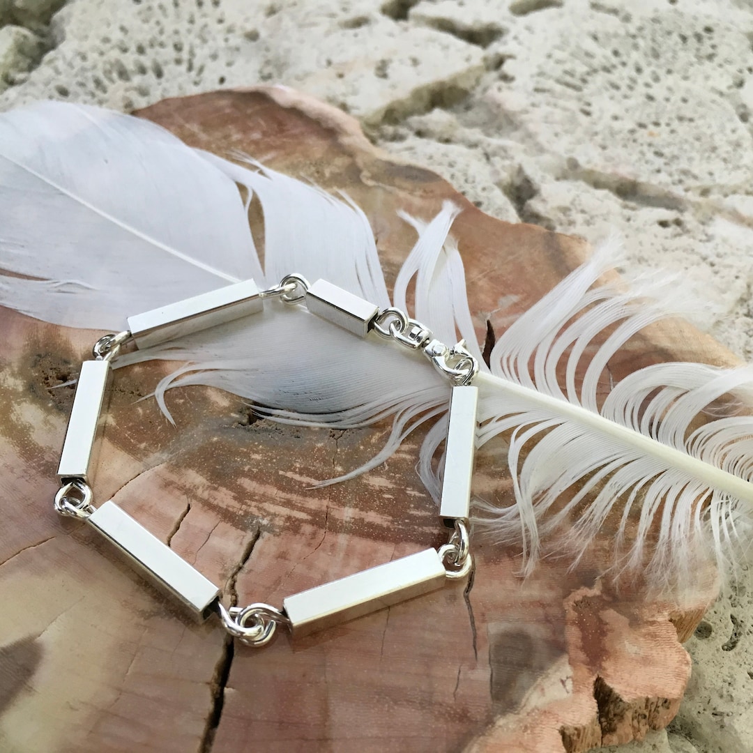 Sterling Silver Square Link Bracelet. Made to Size. “silver Linings” - Etsy