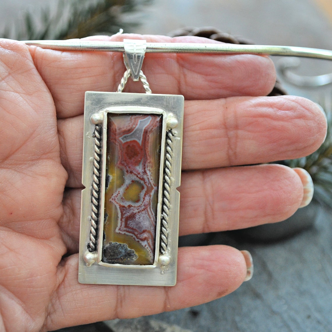 Red Marcasite Modern Sterling Silver Pendant - Etsy