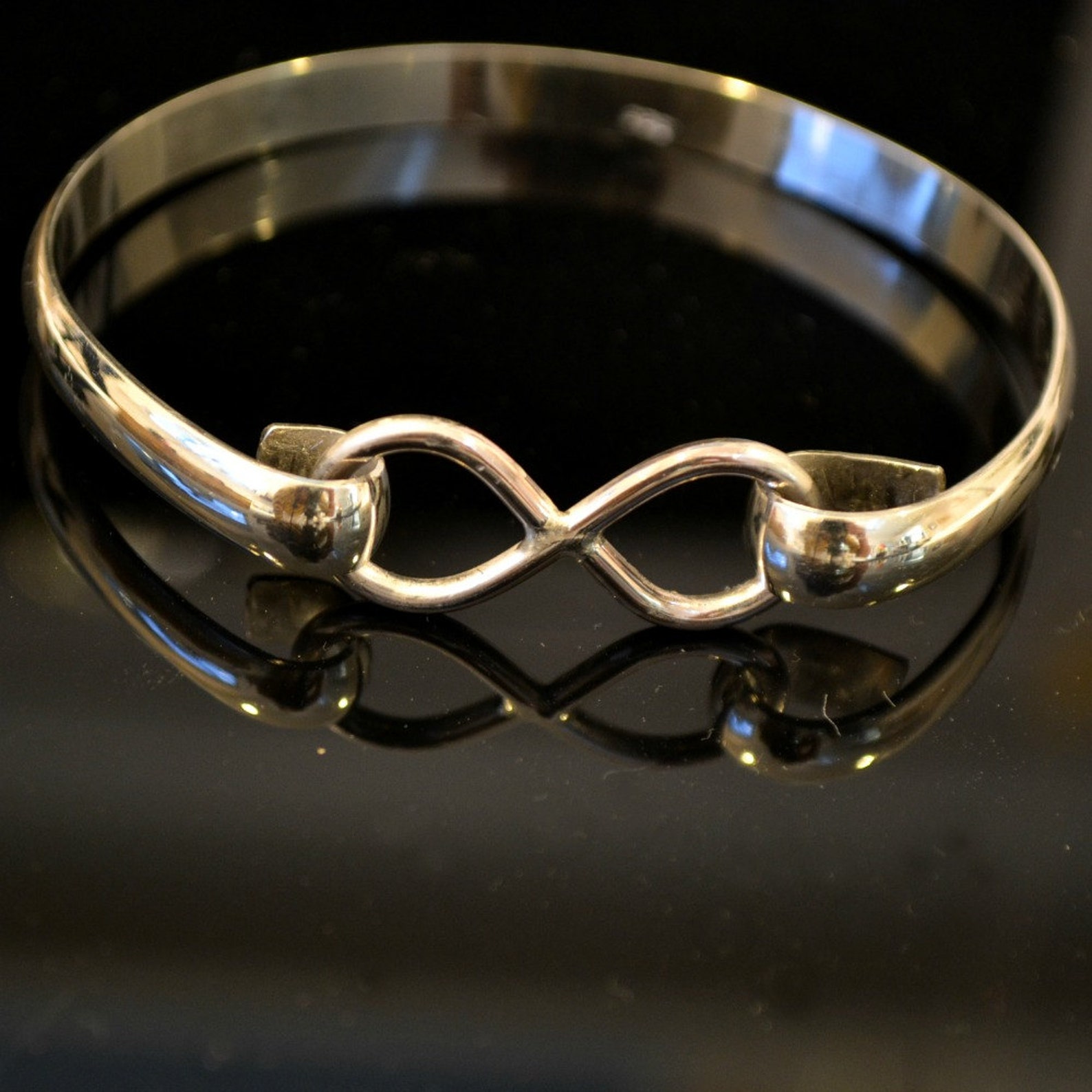 Sterling Silver Infinity Bangle Bracelet. forever - Etsy
