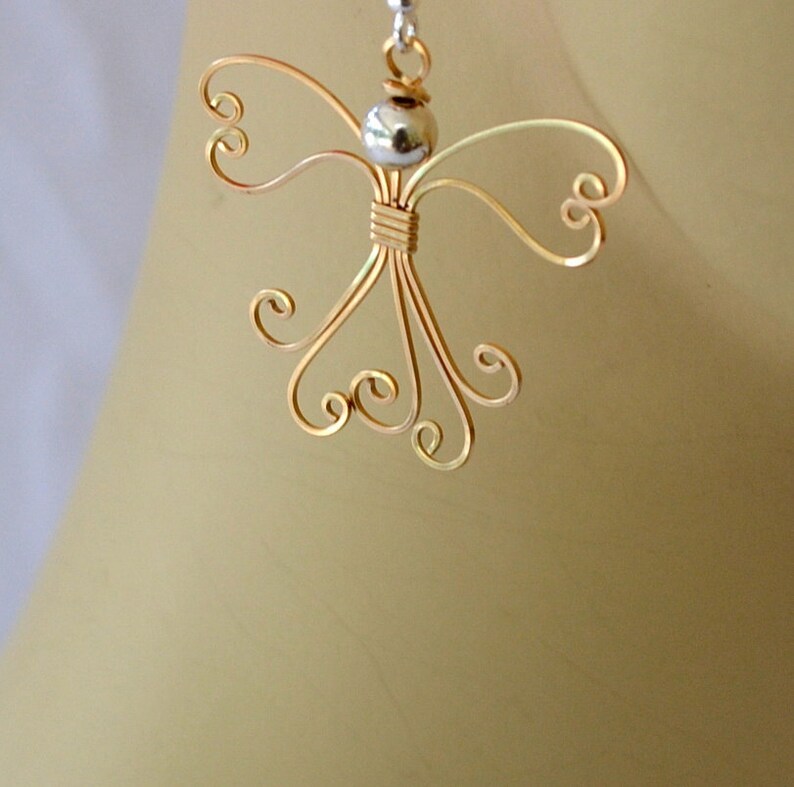 Wire Wrapped Angel Earrings. 14K Gold Filled Handmade. - Etsy