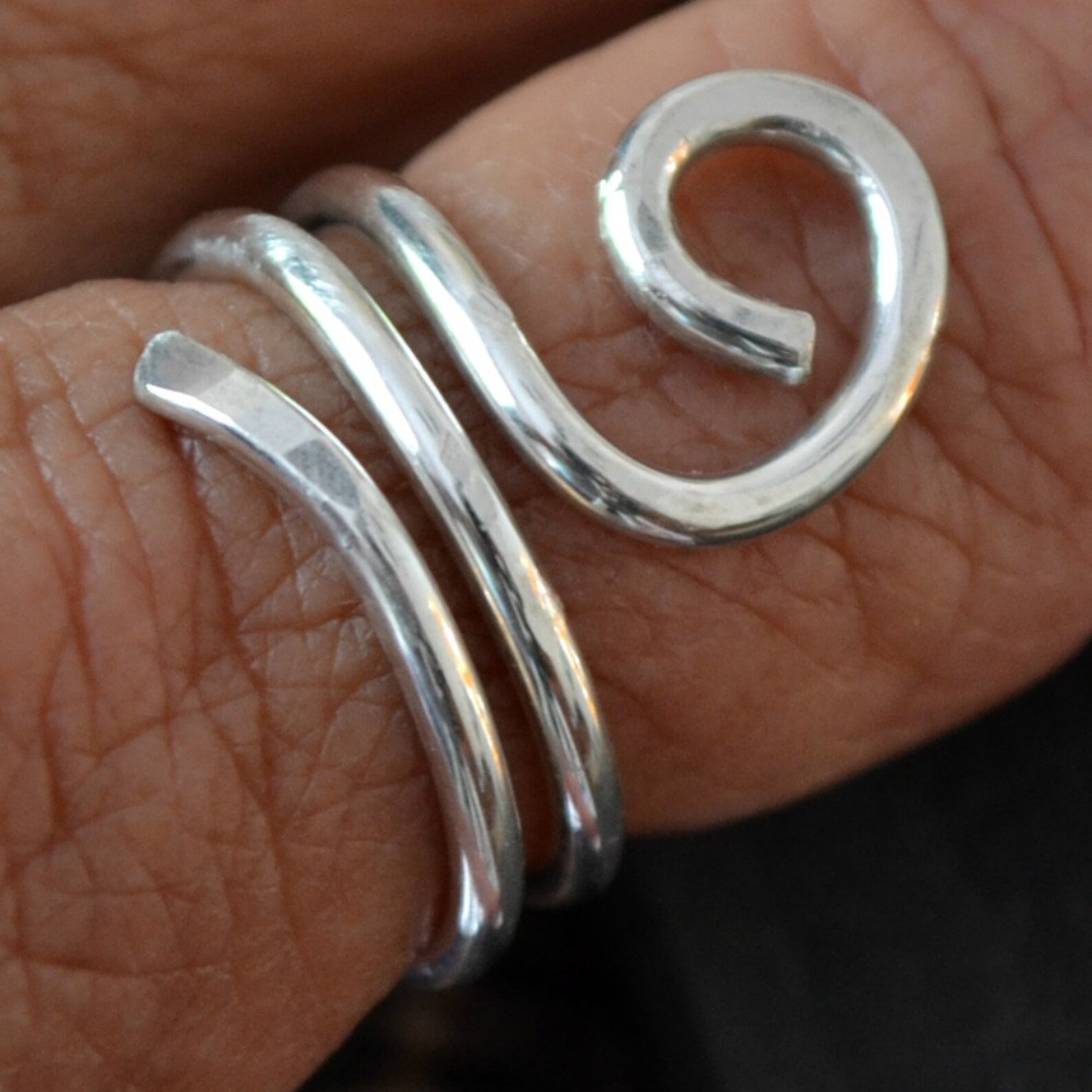 Sterling Silver Hand Forged Hammered Ring. Adjustable - Etsy