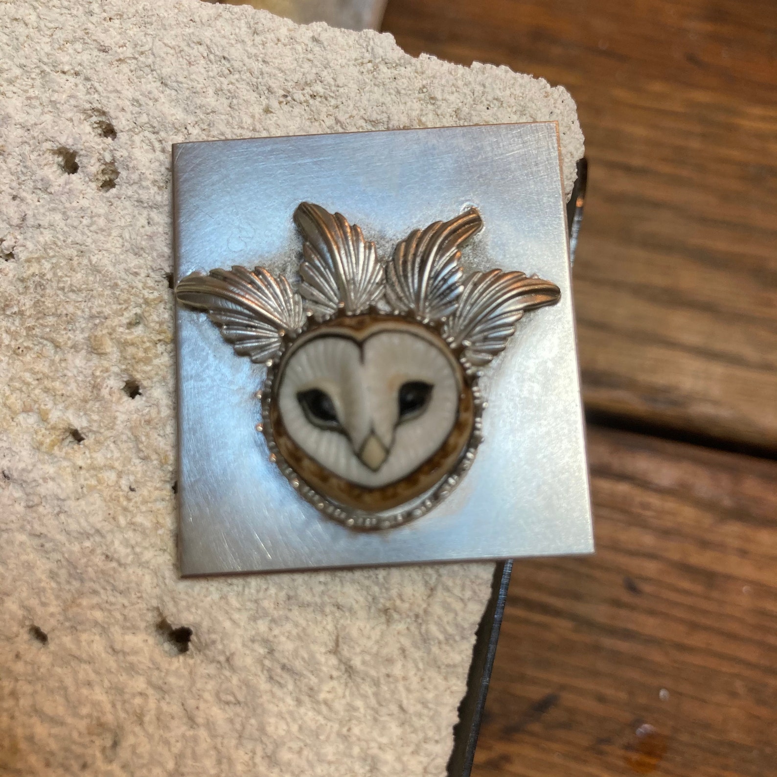 Porcelain Owl Face and Sterling Silver Pendant Necklace. “featherhead ...
