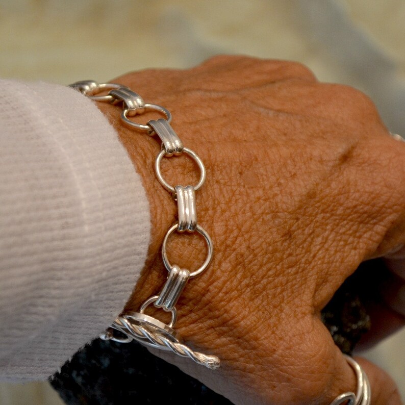 Sterling Silver Link Bracelet. Handmade. Snaffle Bit Bracelet. Made to ...