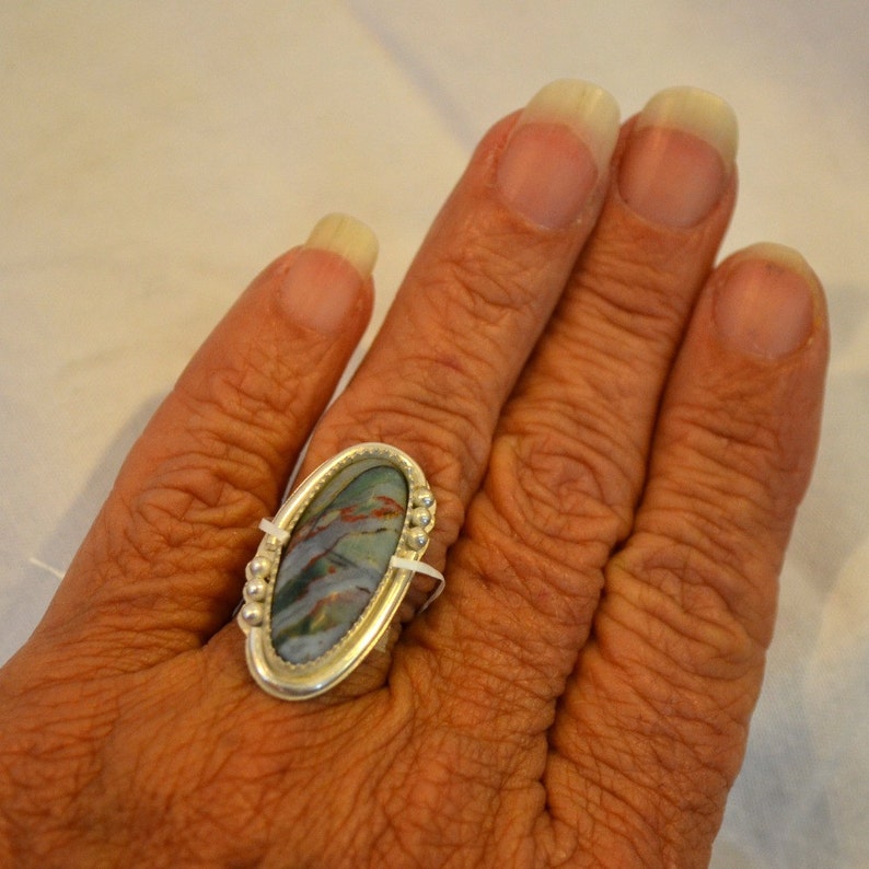 Zebra Jasper Bezel Set Ring. Sterling Ring Finished to Size - Etsy