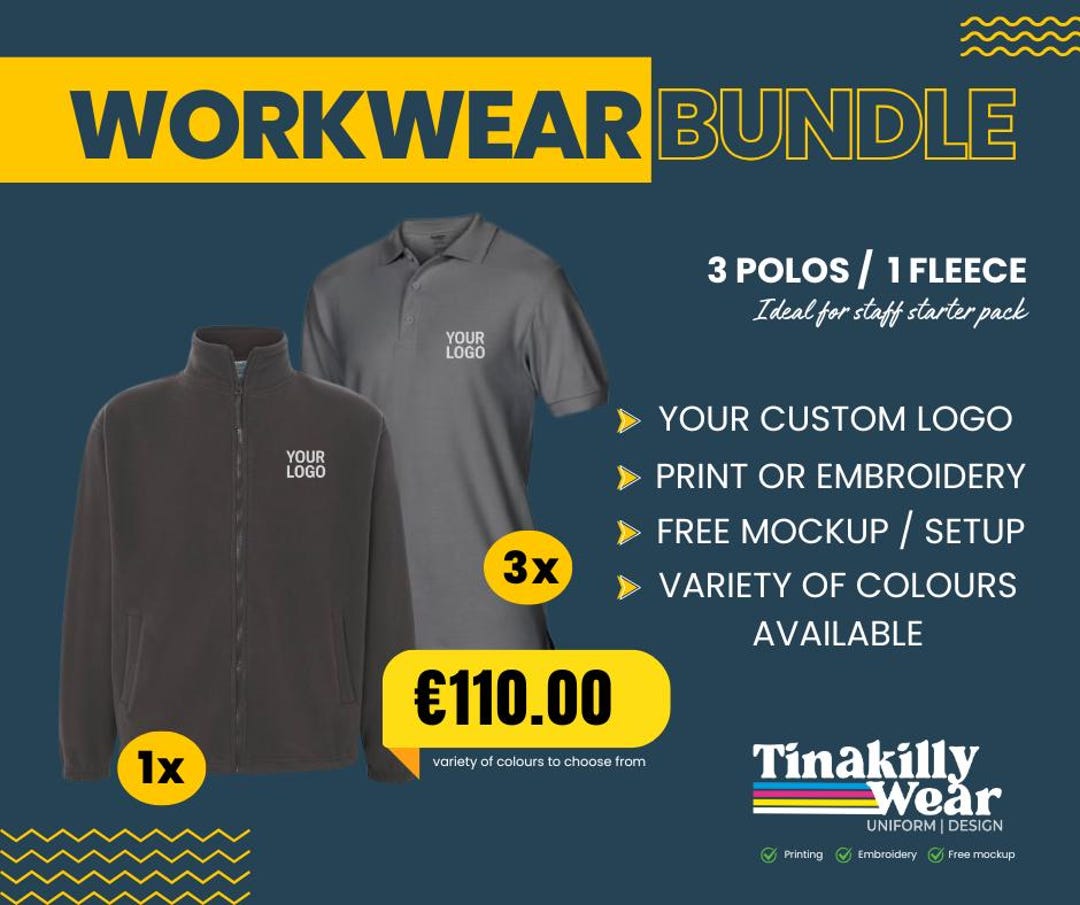 Personalised Workwear Bundle Polo + Fleece – Custom Logo Uniform ...