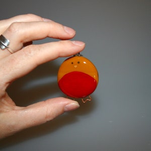 Fused Glass Baby Robin Christmas Decoration - Handmade, Tiny Glass ...