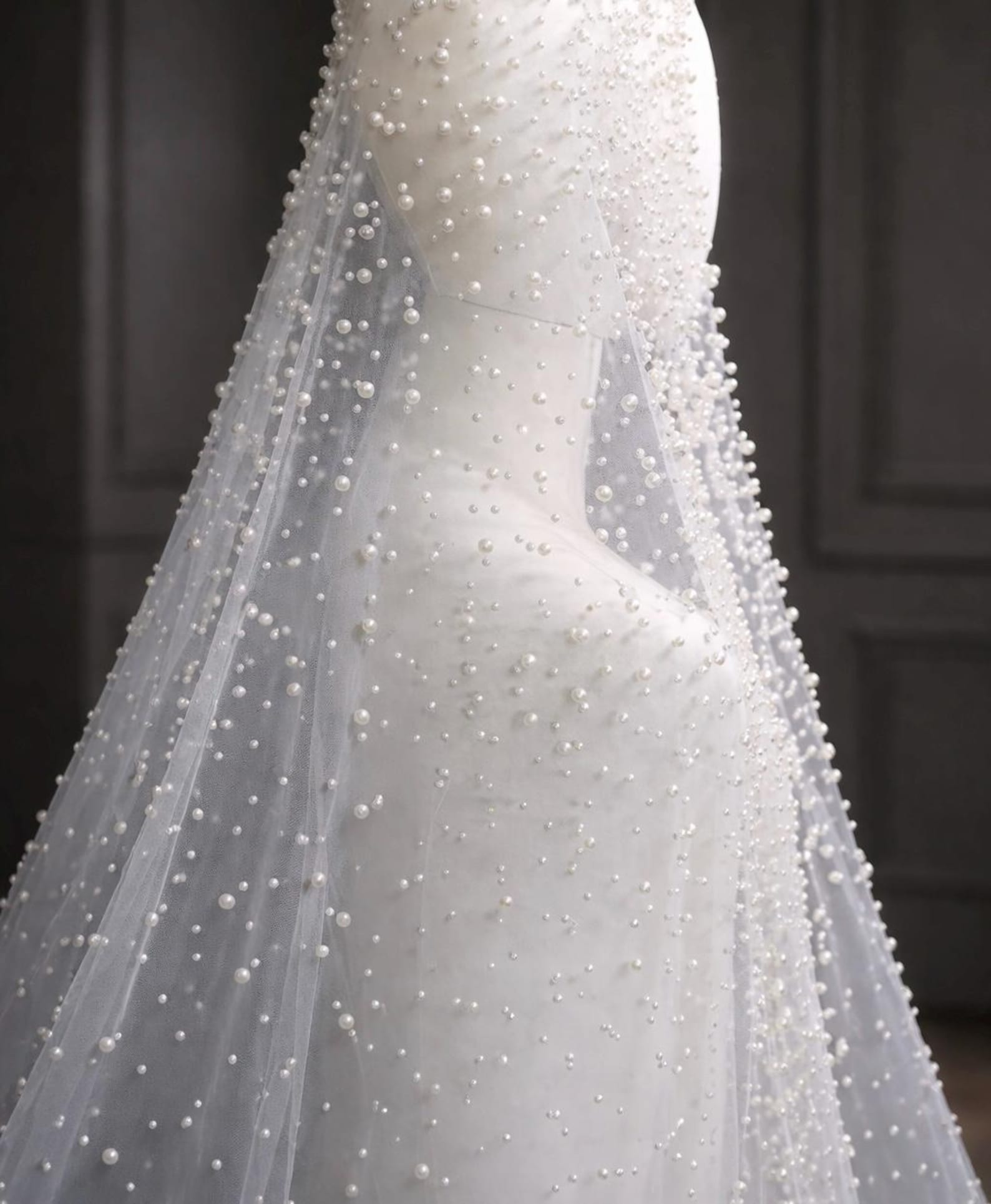Pearl Wedding Veil, Pearl Bridal Veil, Beaded Veil With Pearls, Modern ...