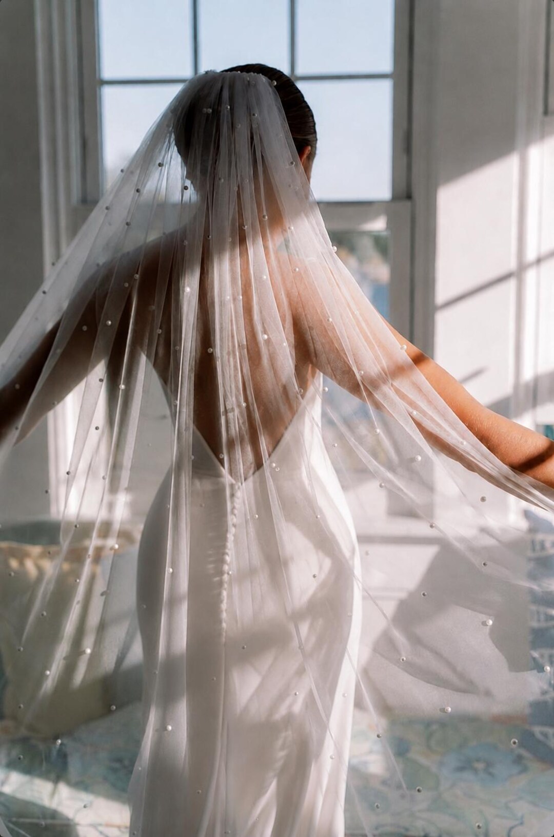 Cathedral Pearl Veil, Wedding Veil With Pearls, Bridal Veil, Long Pearl ...