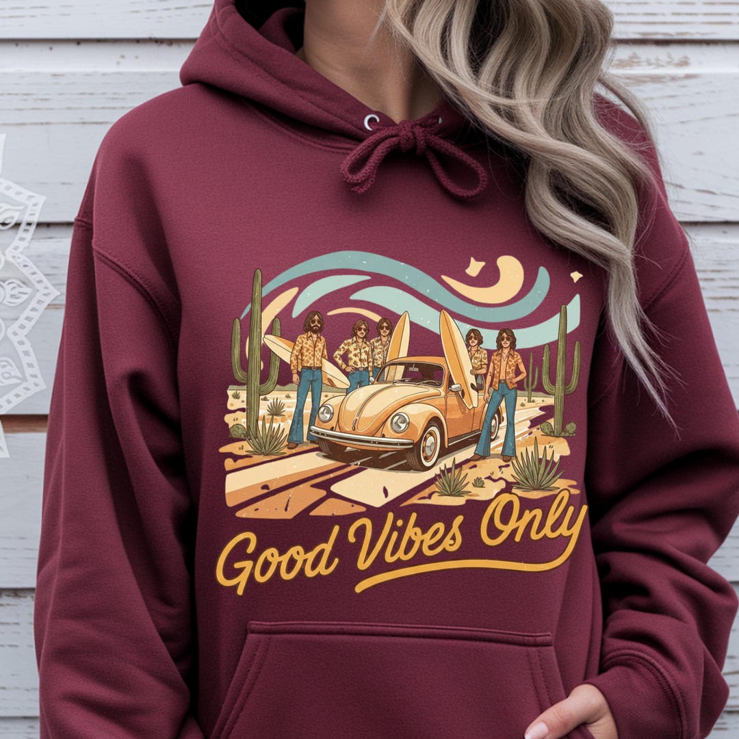 70s Retro Hoodie, Vintage Surfer Graphic, Groovy Style - Etsy