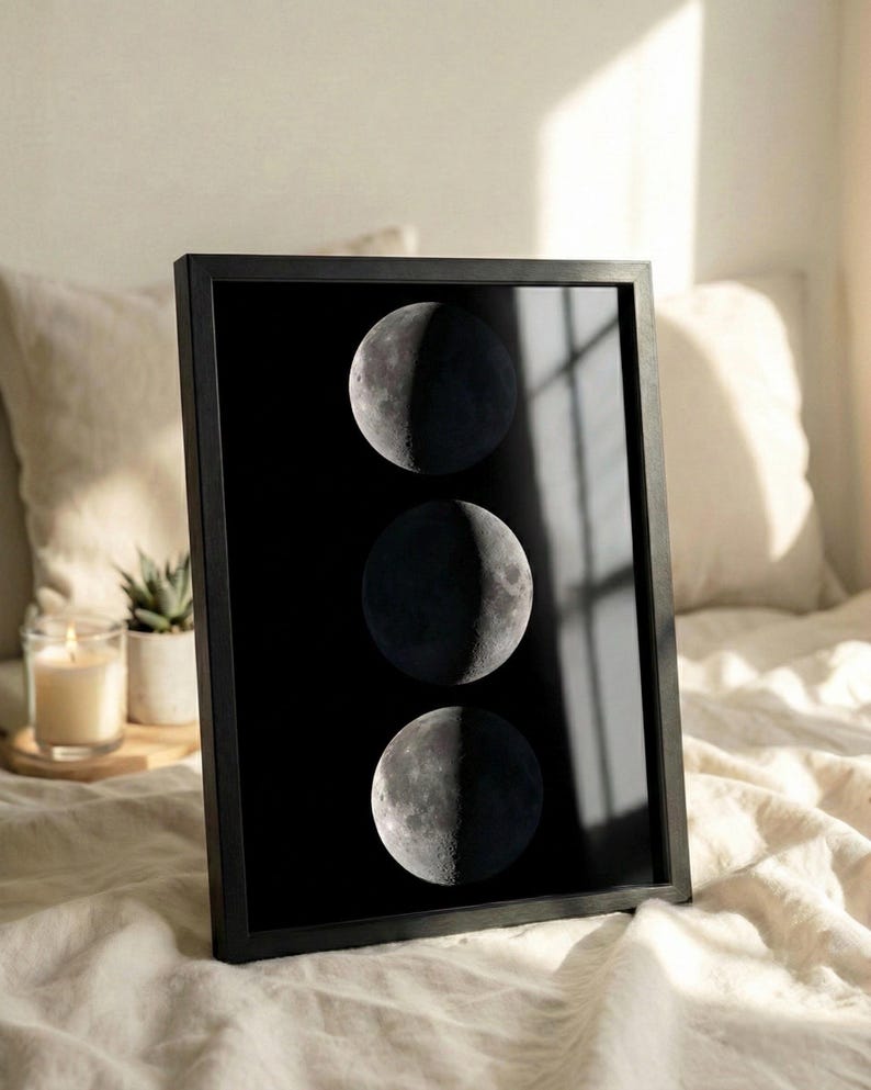 Custom Moon Phase Print • Personalized 3 Moon Poster • Framed Lunar ...
