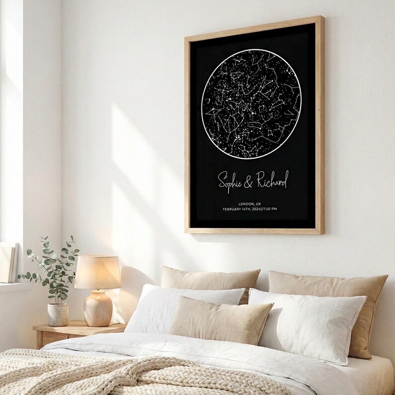 Framed Custom Star Map • Personalized Night Sky Print • Names, Date ...