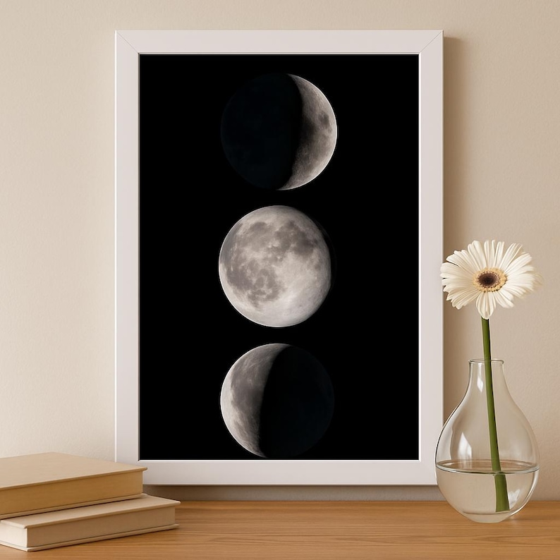 Custom Moon Phase Print • Personalized 3 Moon Poster • Framed Lunar ...