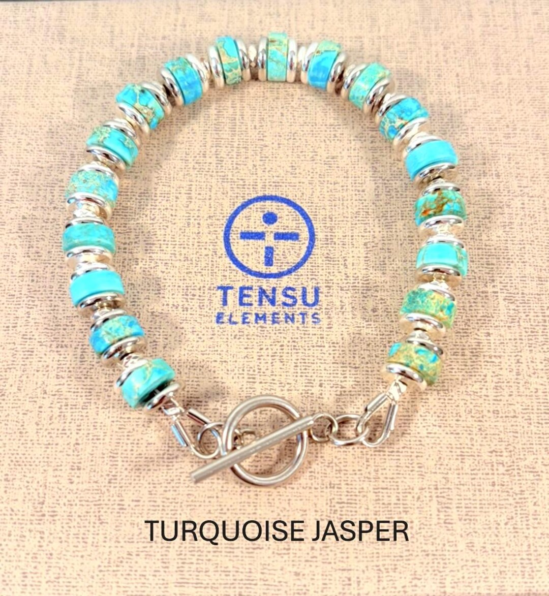 Turquoise Bracelet • Turquoise Jasper Bracelet • Heishi • Silver • Gold ...