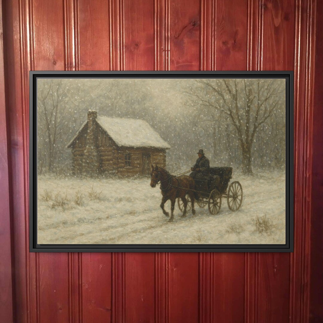 Horse Drawn Carriage Painting | Vintage Style Cabin Wall Art | Cabin ...