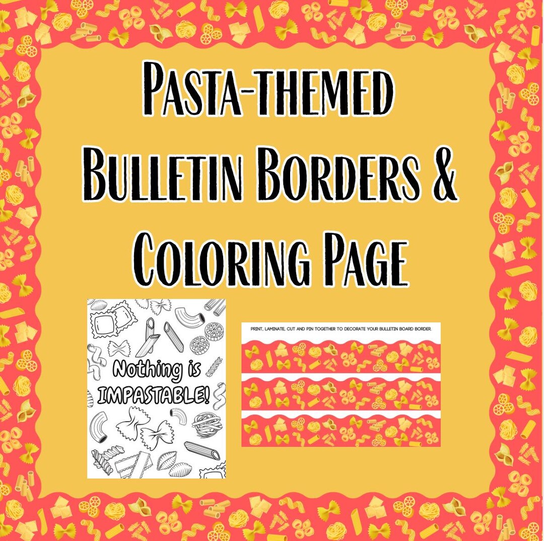 Pasta Coloring Page & Bulletin Board Borders – Pasta Party Decor ...