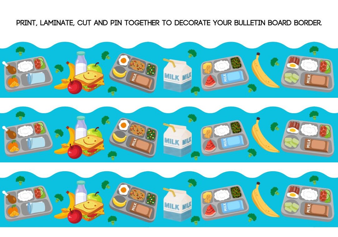 School Lunch Bulletin Board Borders - Printable Classroom Decor! - Etsy