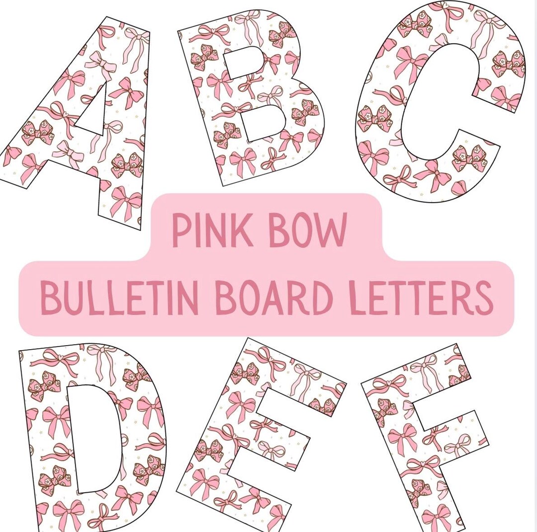 Pink Bow Bulletin Board Letters - Etsy