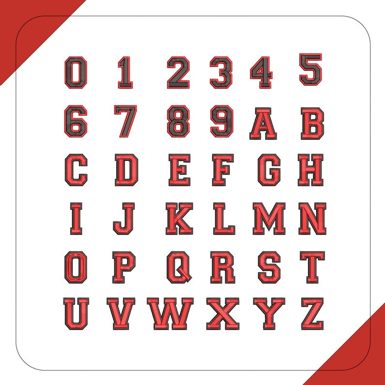 3D Puff Font for Bundle Hat Embroidery | Varsity College Foam Fonts for ...