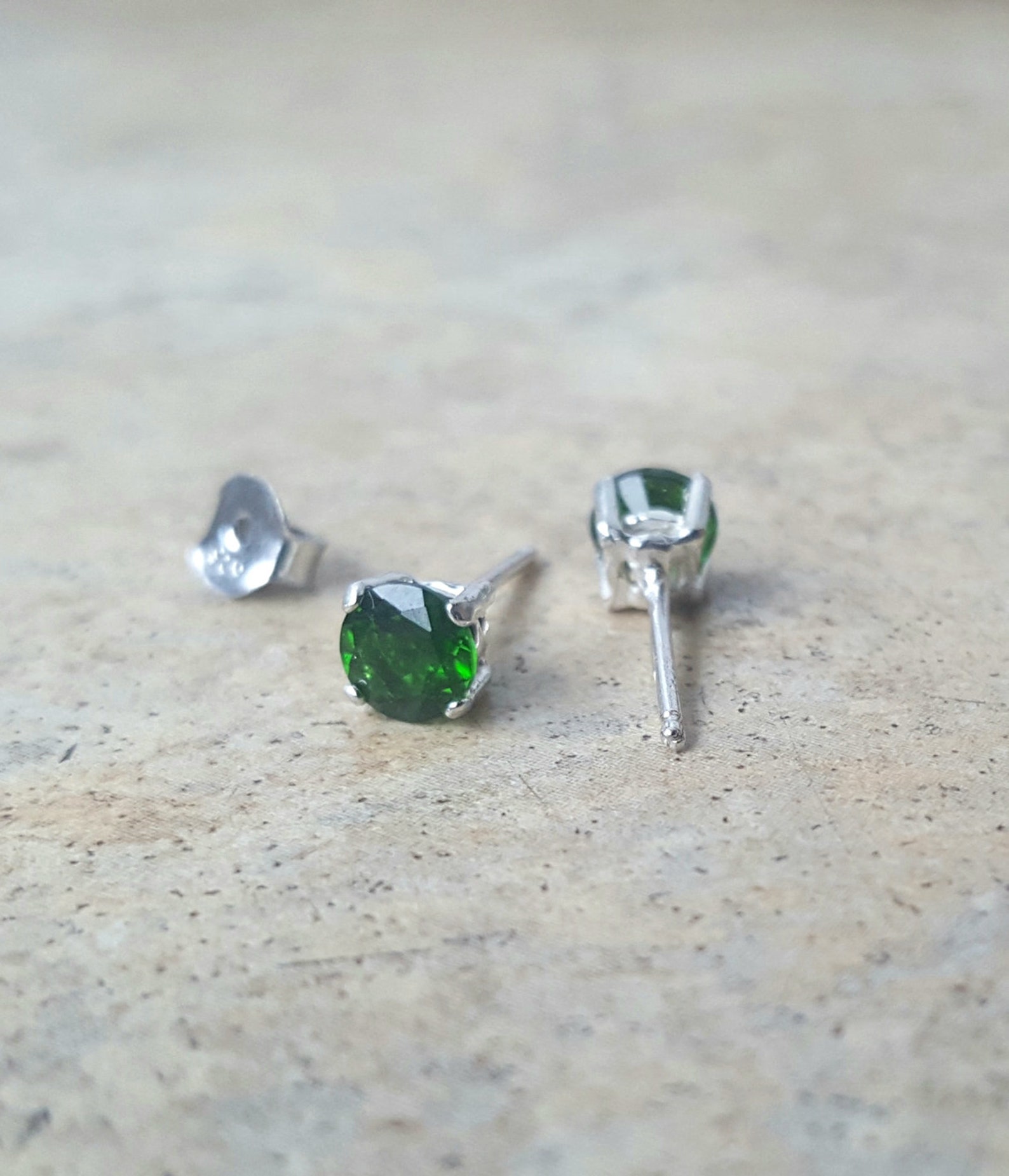 Chrome Diopside Earrings 5mm Chrome Diopside Stud Earrings - Etsy