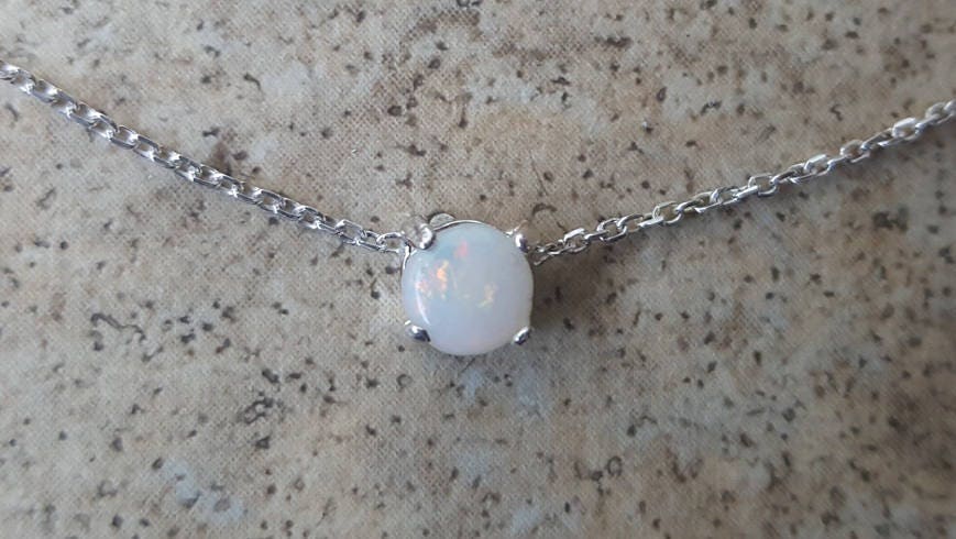Genuine Opal October Birthstone 6mm choker necklace in | Etsy