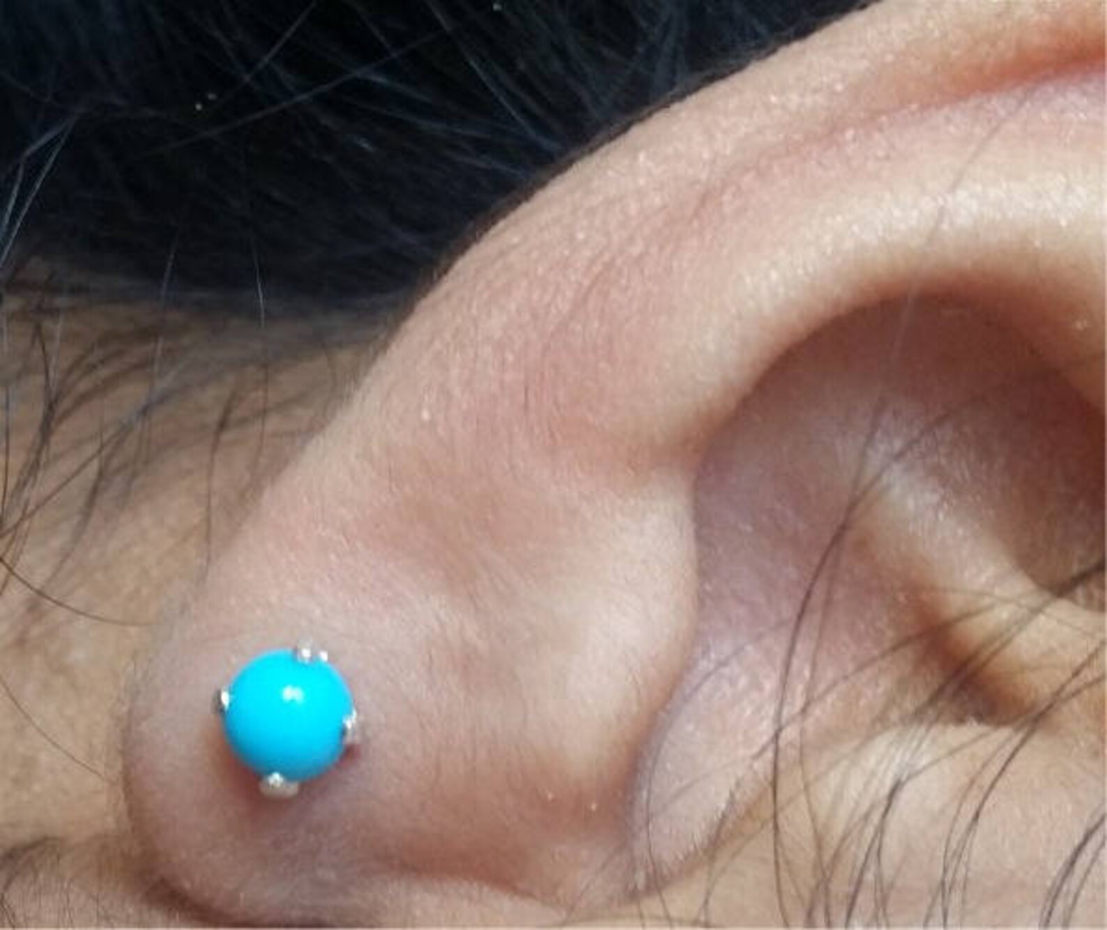 Turquoise Stud Earrings - Genuine Turquoise 5mm Stud Earrings in ...