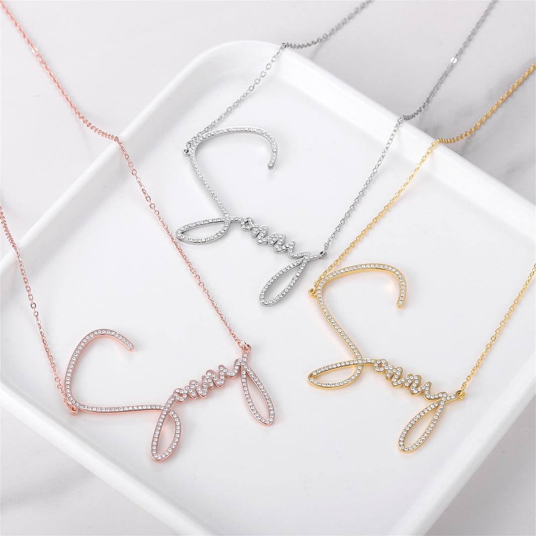 Personalized Zircon Name Necklace • Custom Sparkling Name Jewelry Gift ...