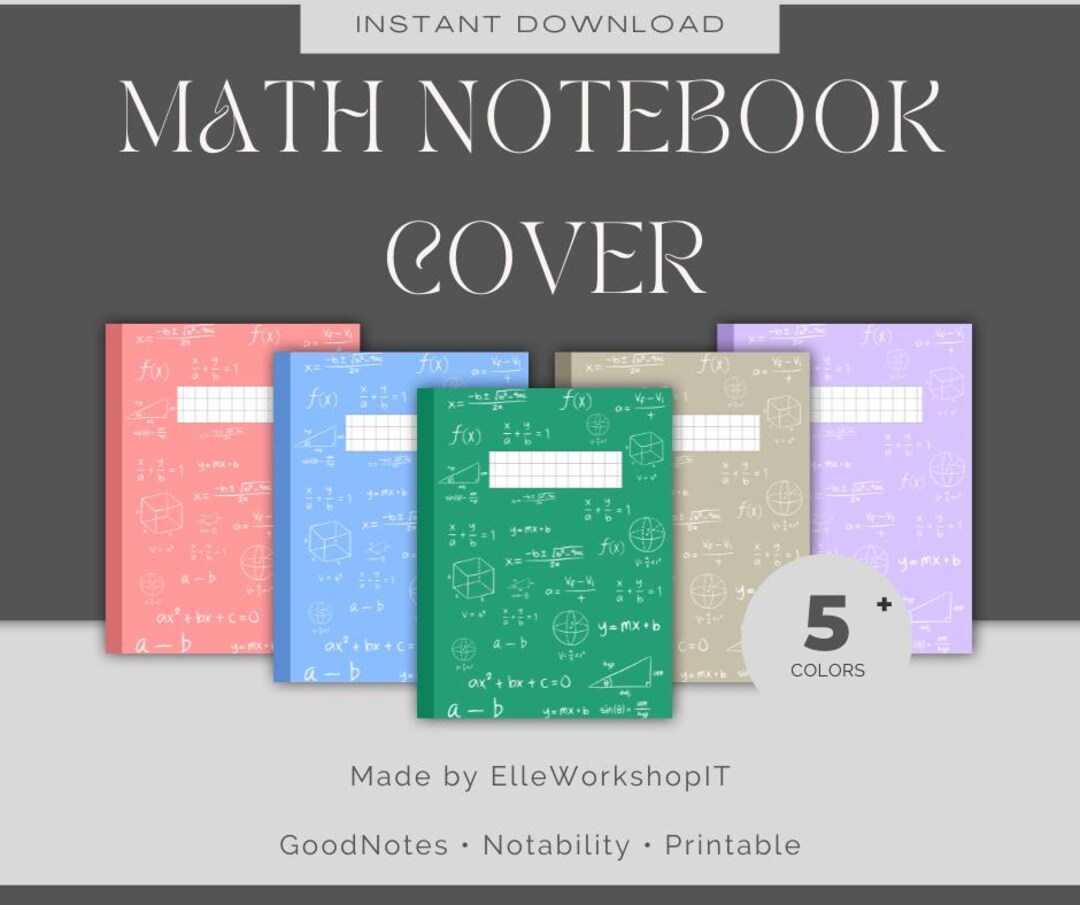 Math Notebook Cover | Printable Digital Cover | School & College Notes ...