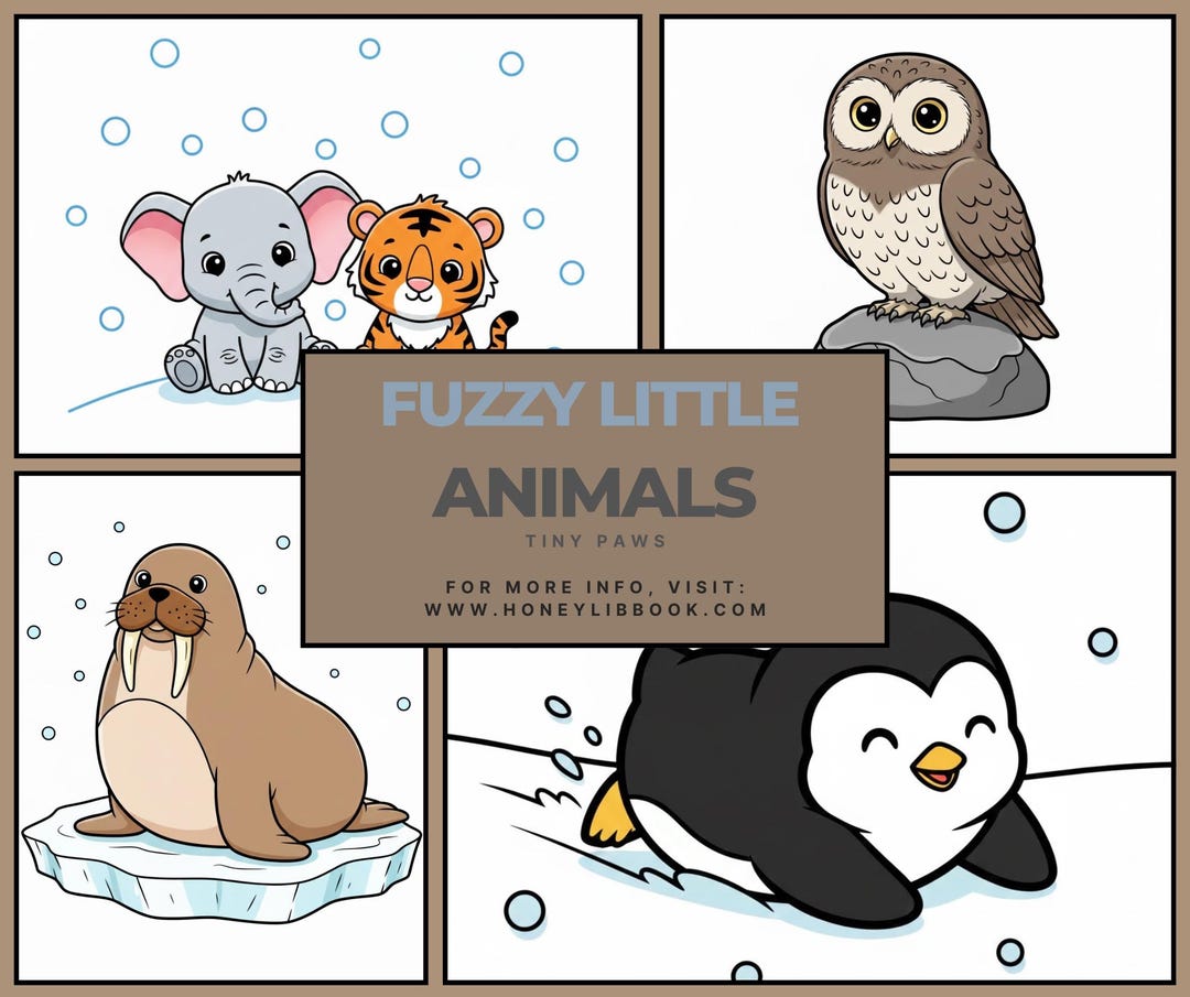 Kids Winter Animals Coloring Pages | Cozy Snow Creatures (PDF) - Etsy