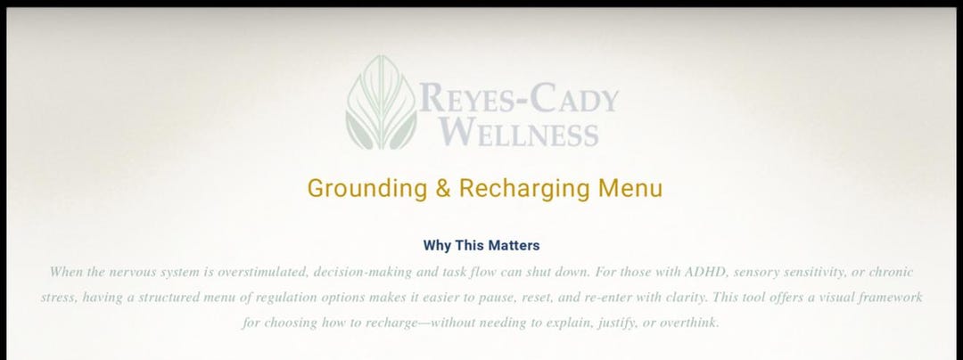 Grounding and Recharging Menu | Printable Clinical Aid & Self‑guidance ...