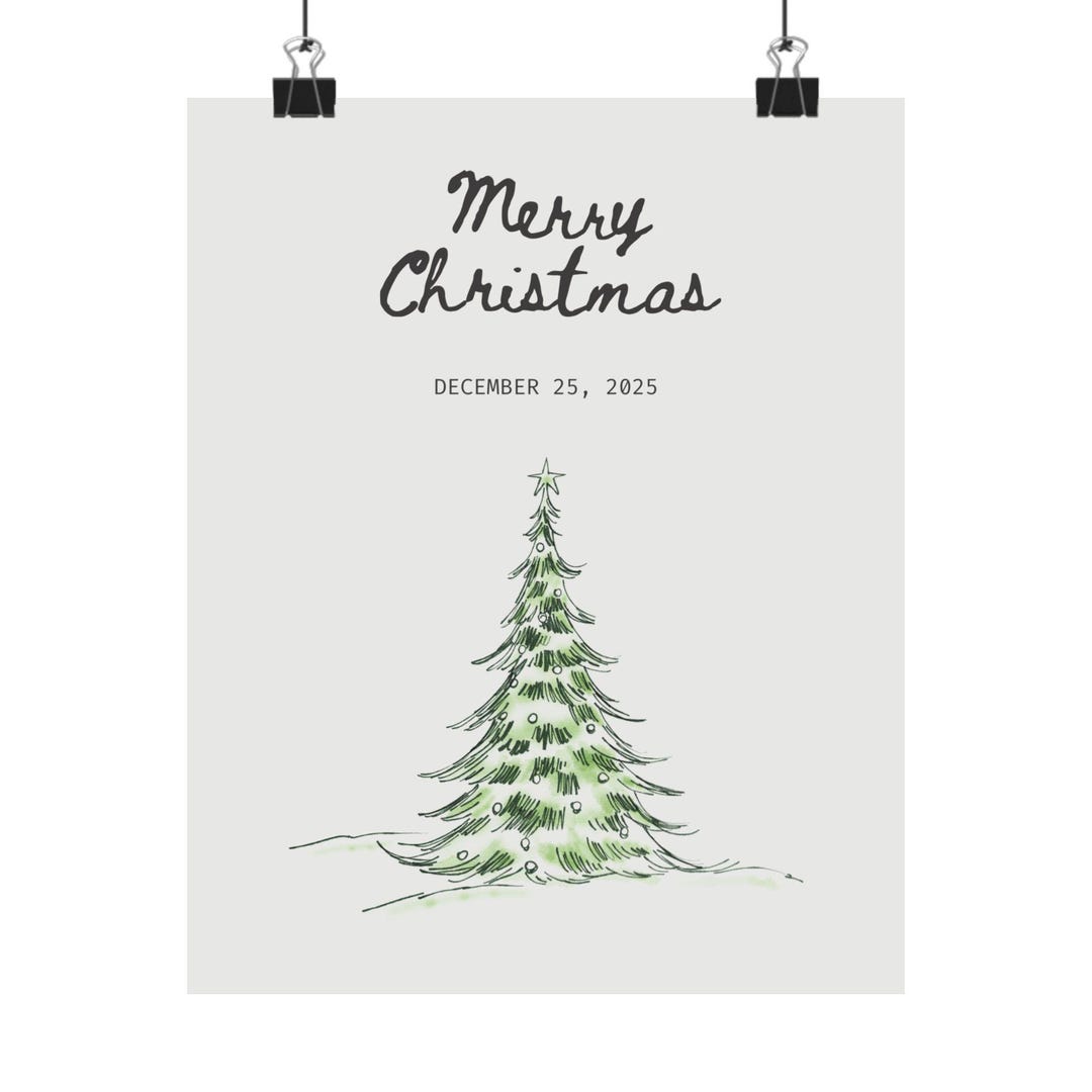 Merry Christmas Tree Poster | Matte Vertical Holiday Wall Art - Etsy