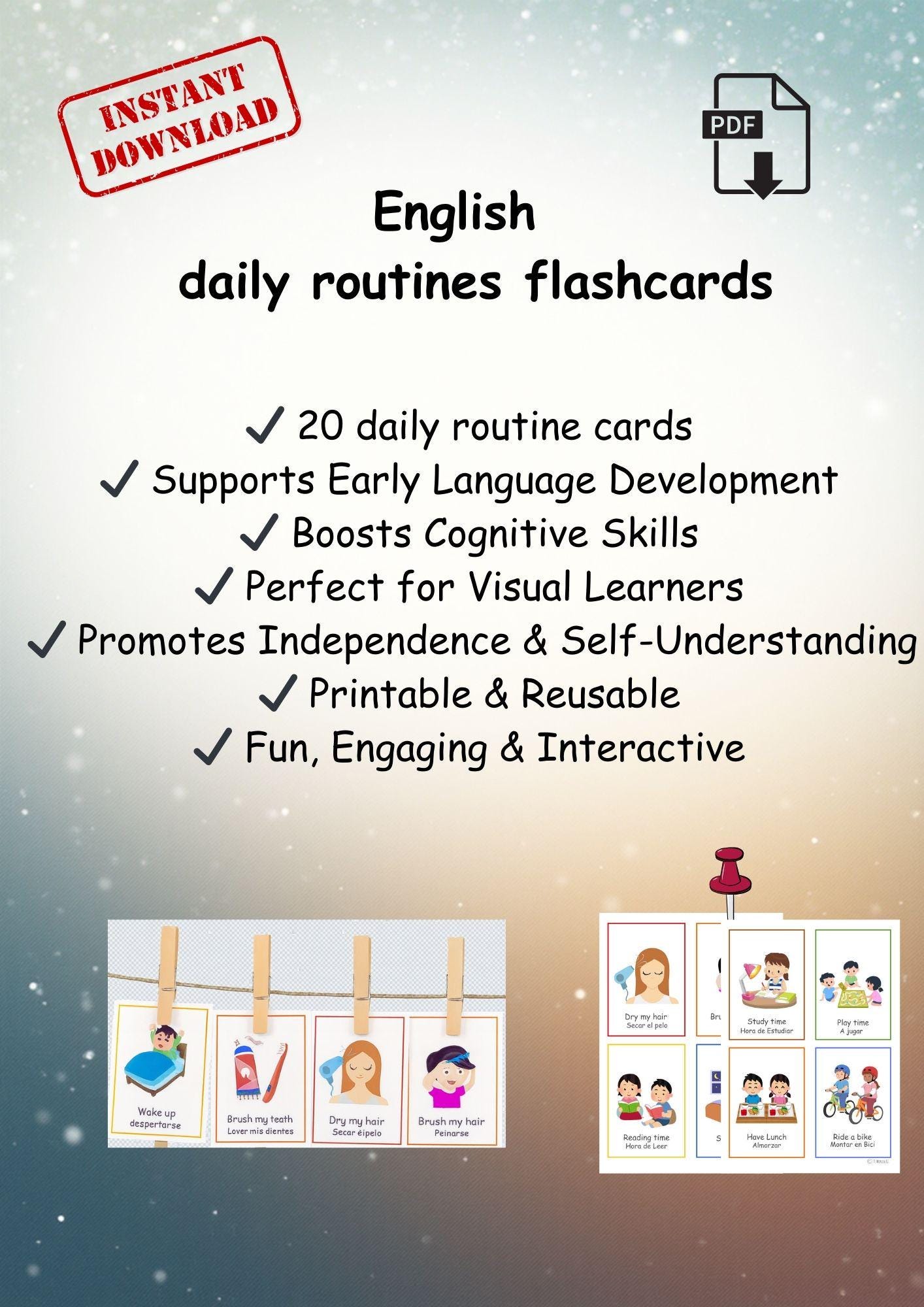 Daily Routines Flashcards - Etsy