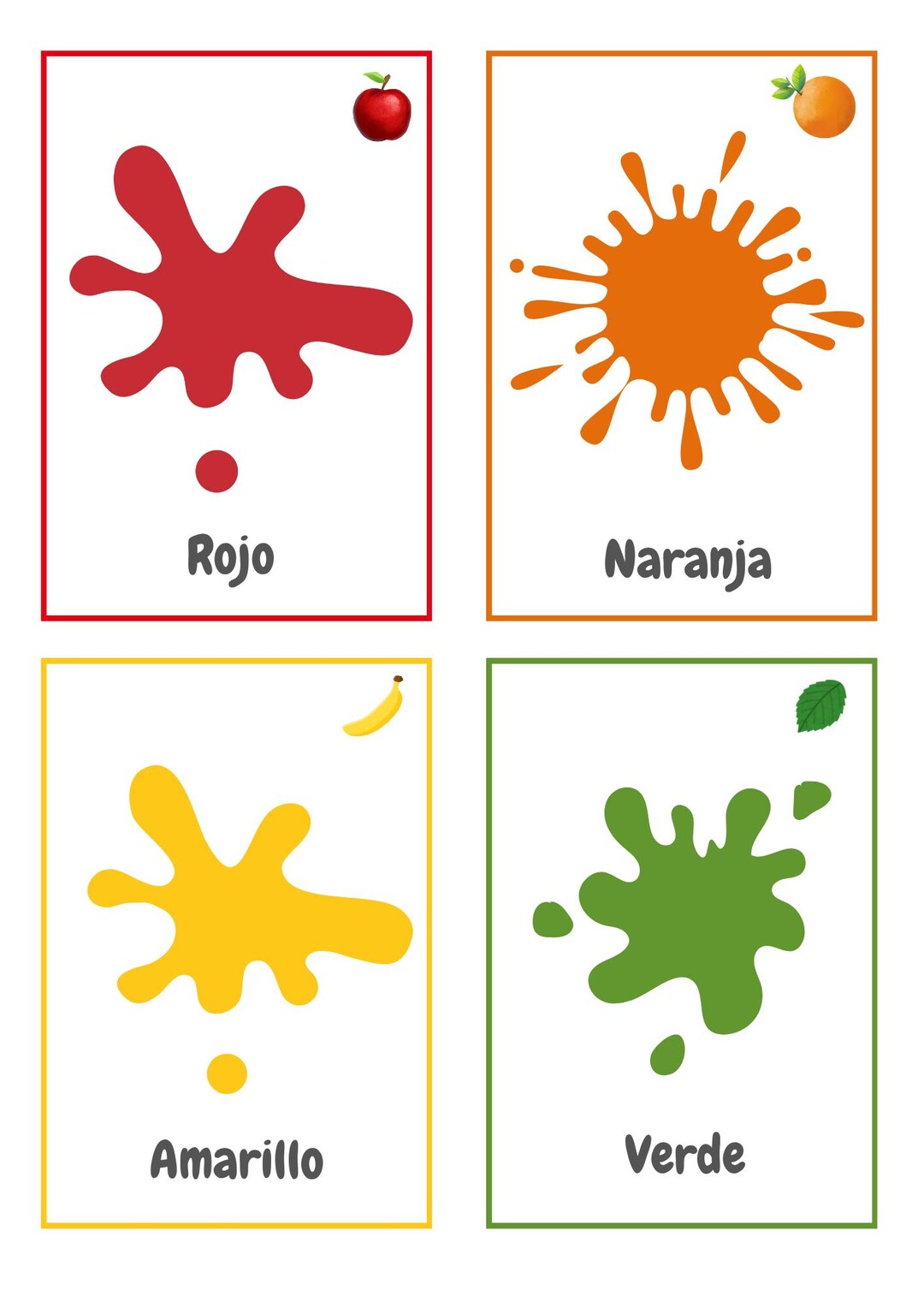Spanish–english Flashcards - Los Colores - the Colours! - Etsy