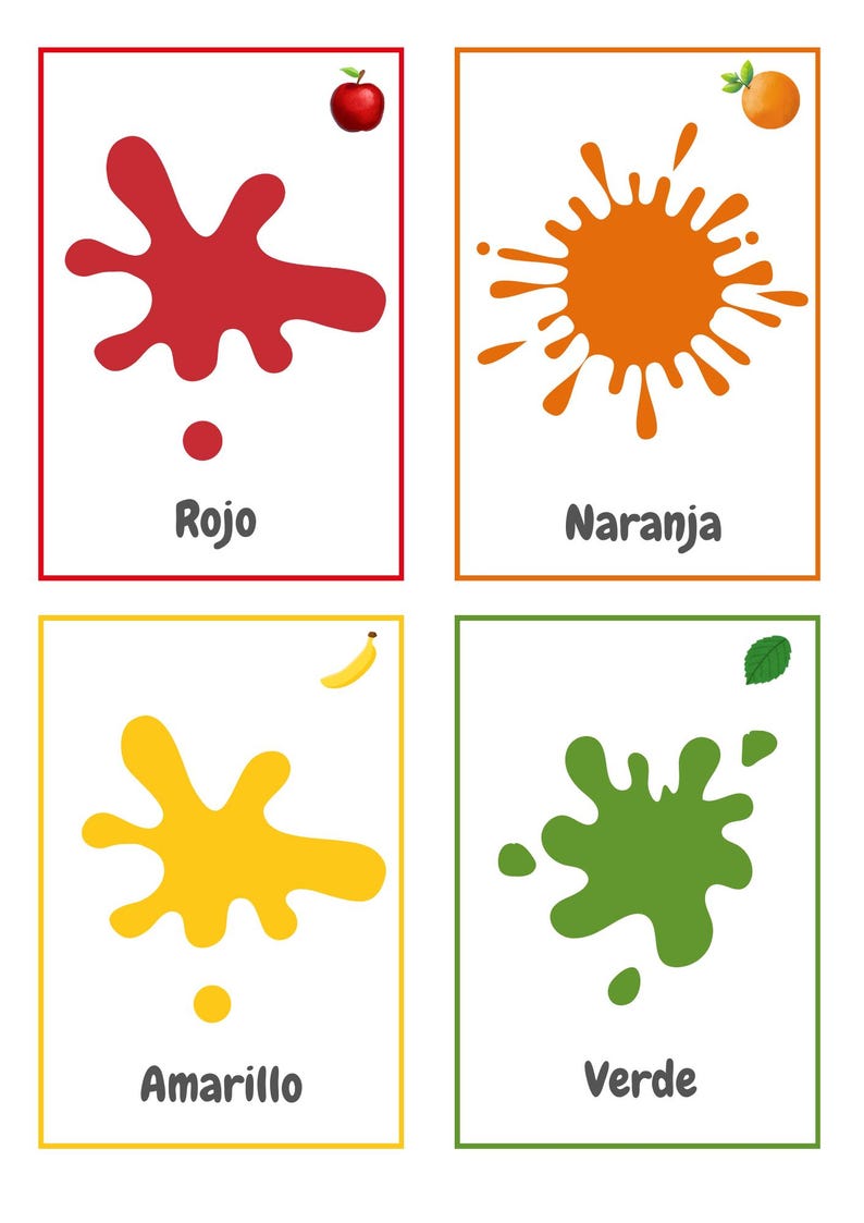 Spanish–english Flashcards - Los Colores - the Colours! - Etsy