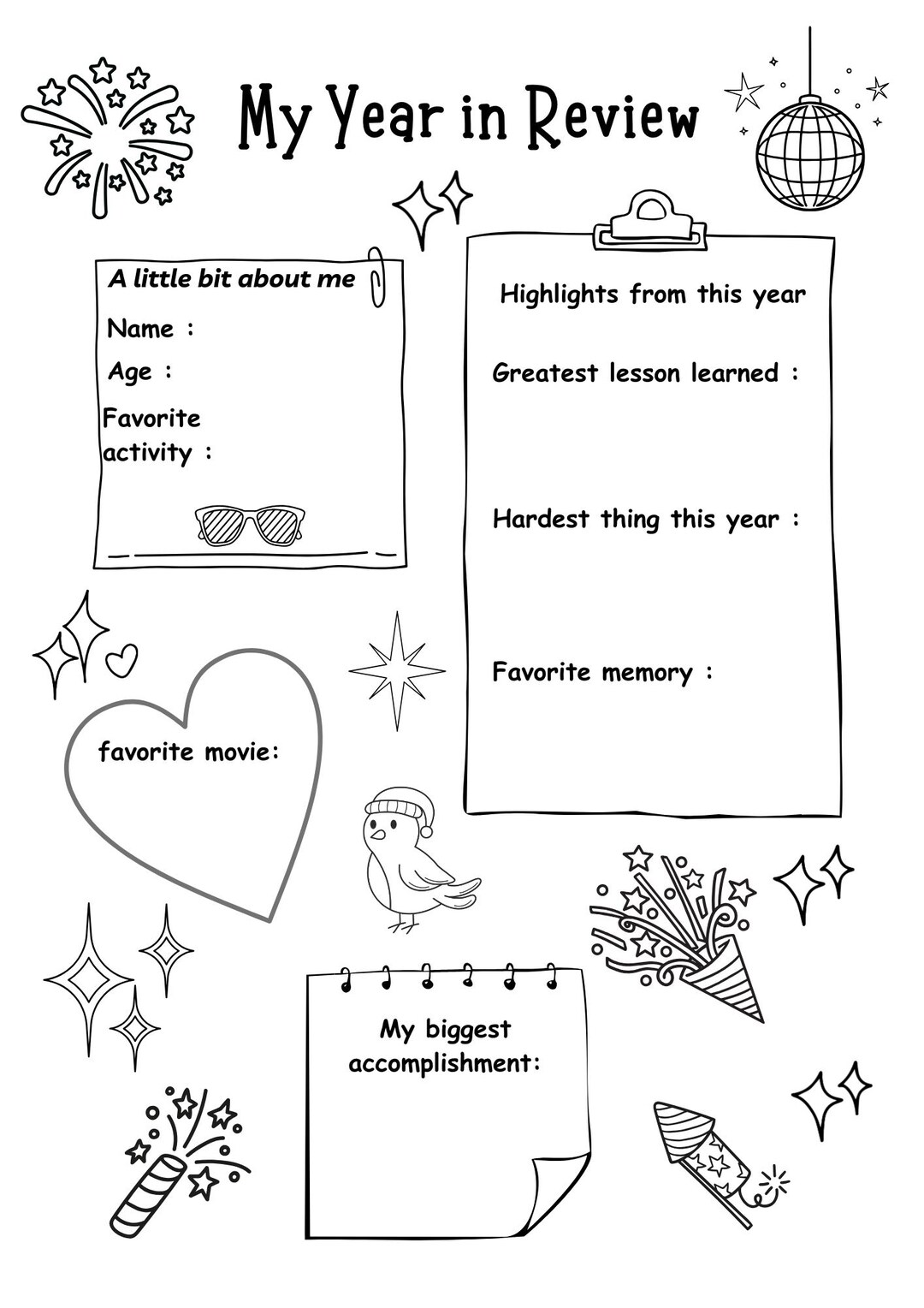 New Year's Activity Pack for Children - Etsy