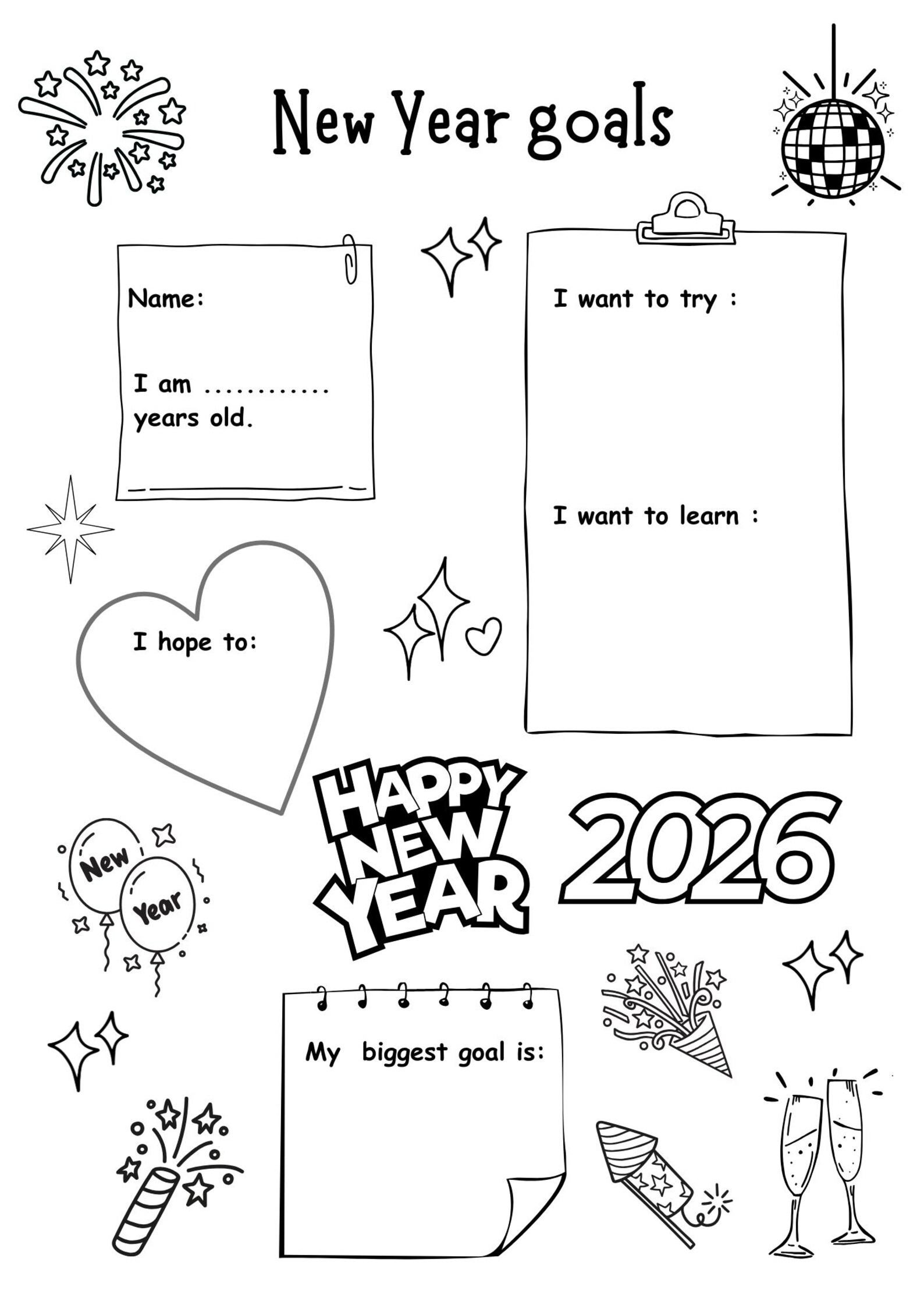 New Year's Activity Pack for Children - Etsy