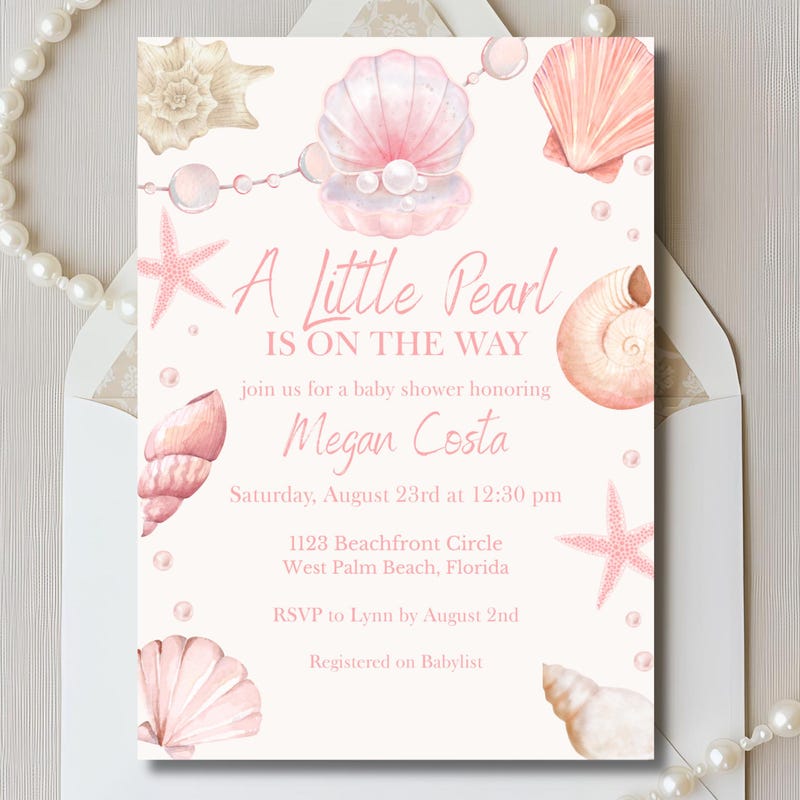 Pink and Pearl Party Invite - Etsy