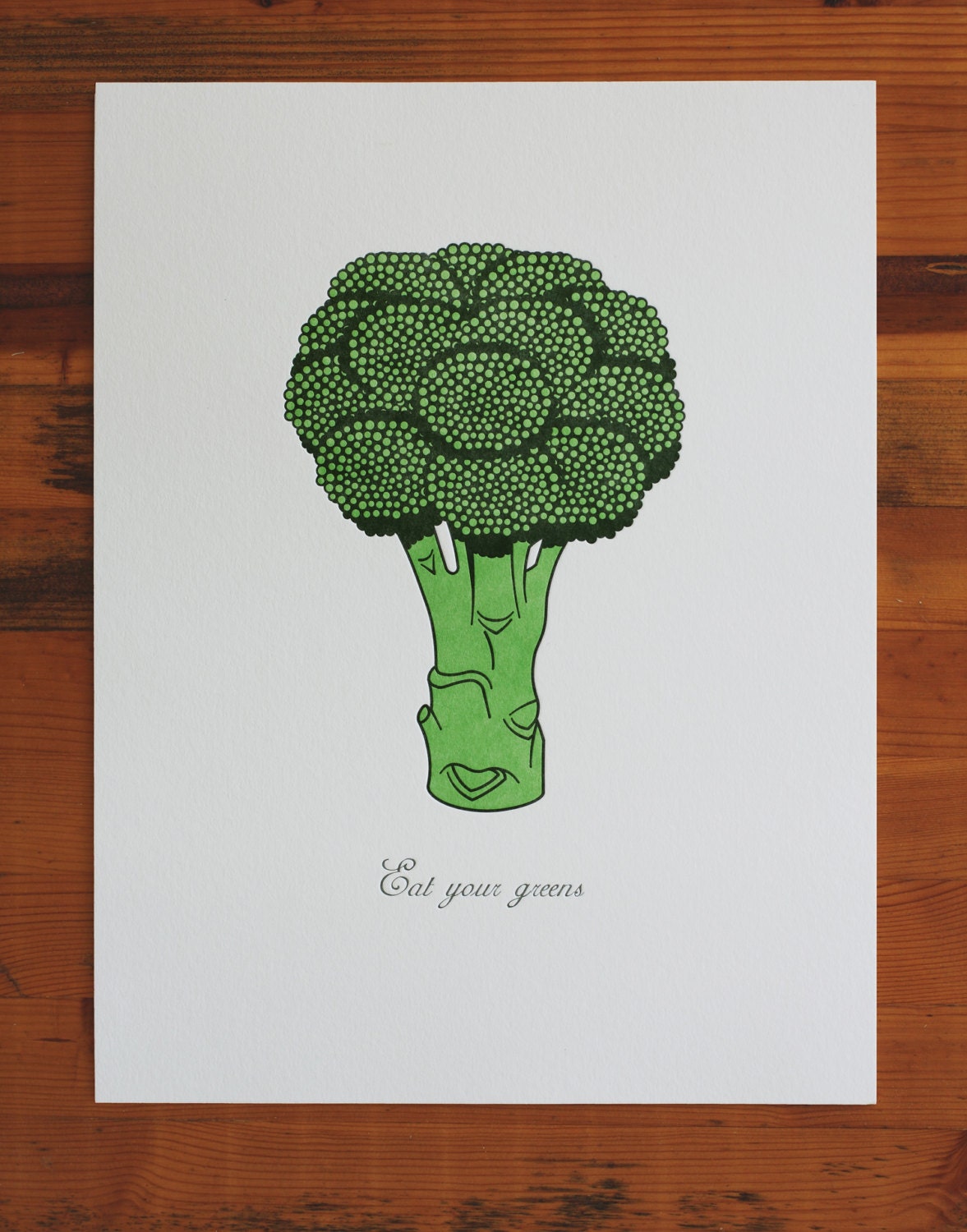 Broccoli Wall Art / Kitchen Art / eat Your Greens Vegetable Letterpress ...