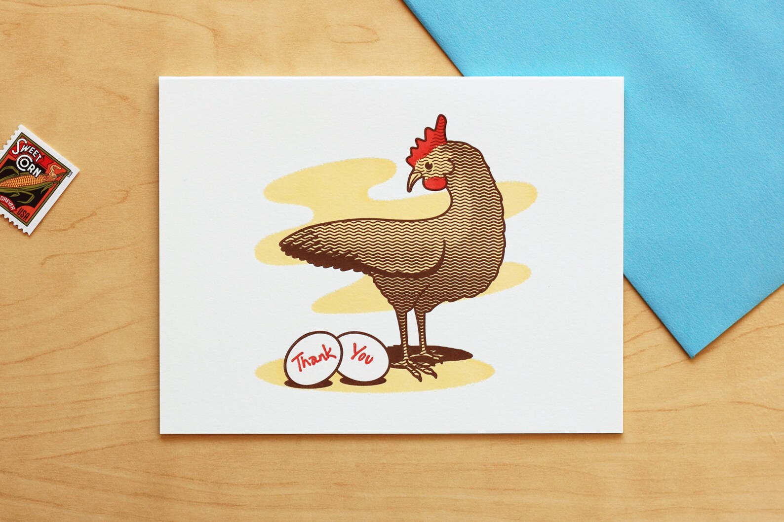 Chicken thank You Hand-printed Letterpress Card | Etsy