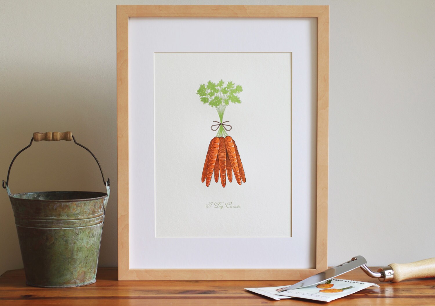 Letterpress Wall Art / Kitchen Art – "i Dig Carrots" – Vegetable Print ...