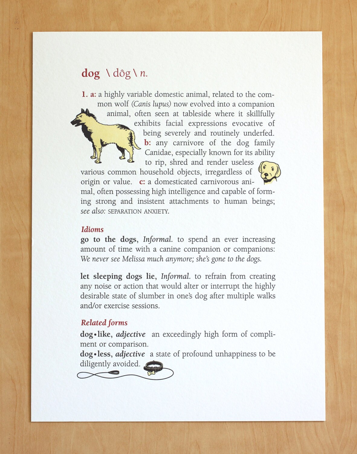 Letterpress Wall Art – Dog: Dictionary Definition Art Print - Etsy