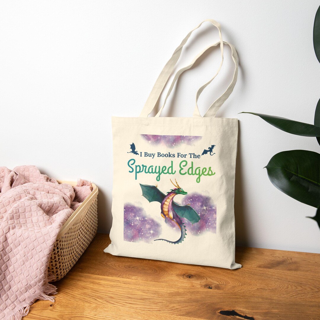 I Buy Books for the Sprayed Edges Tote Bag | Dragon Illustration for ...
