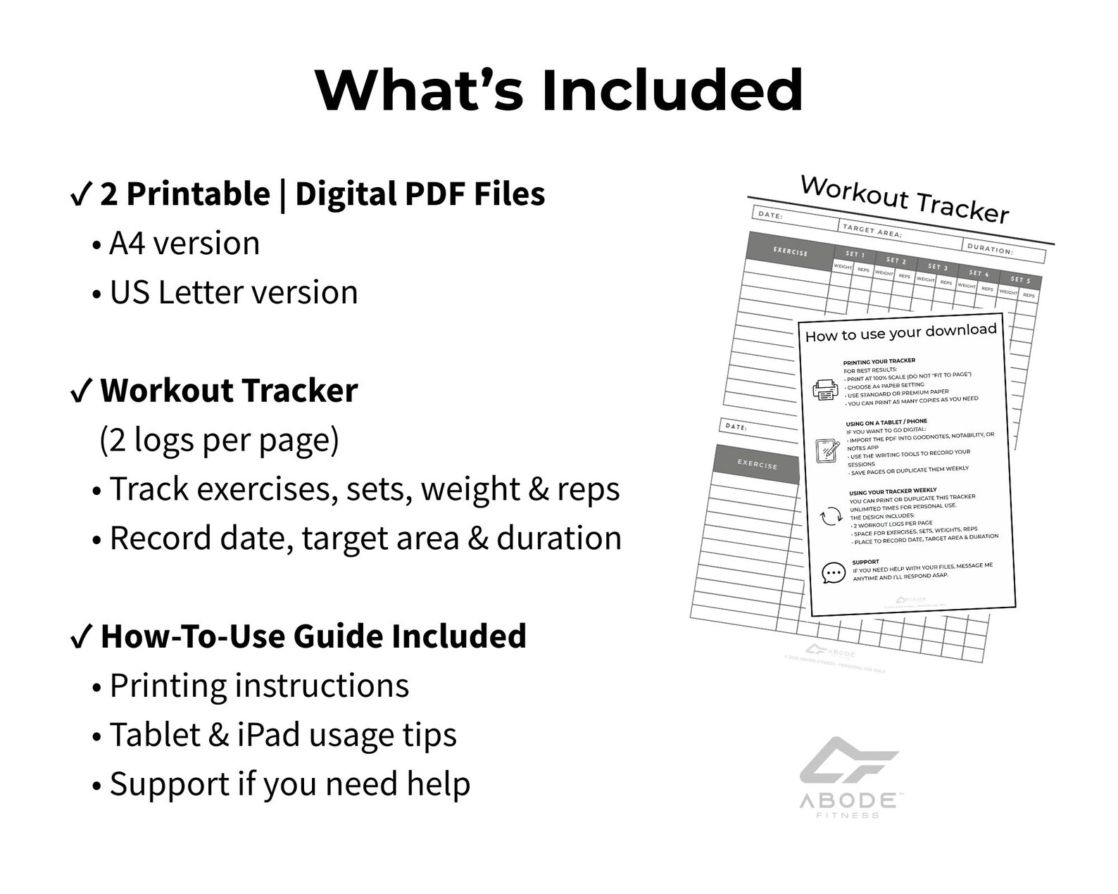 Workout Tracker Printable | A4 + US Letter | Gym Log | Fitness Planner ...