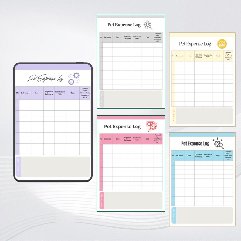 Pet Expense Log Printable PDF PNG | Dog & Cat Budget Tracker | Pet Care ...
